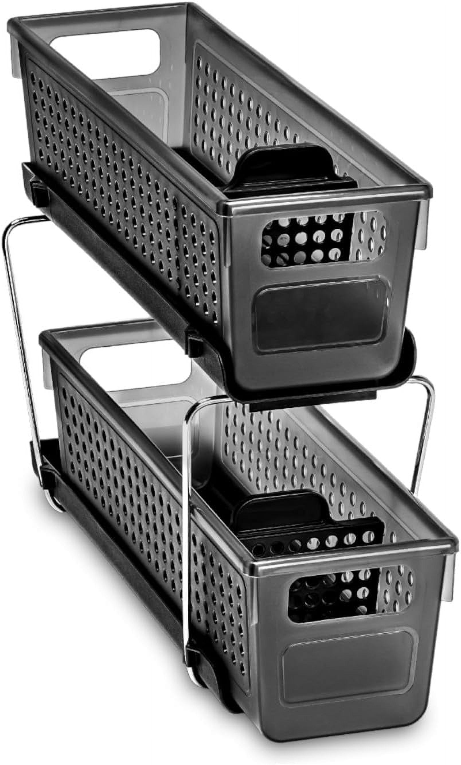 2-Tier Plastic Mini Multipurpose Organizer with Divided Slide-Out ...