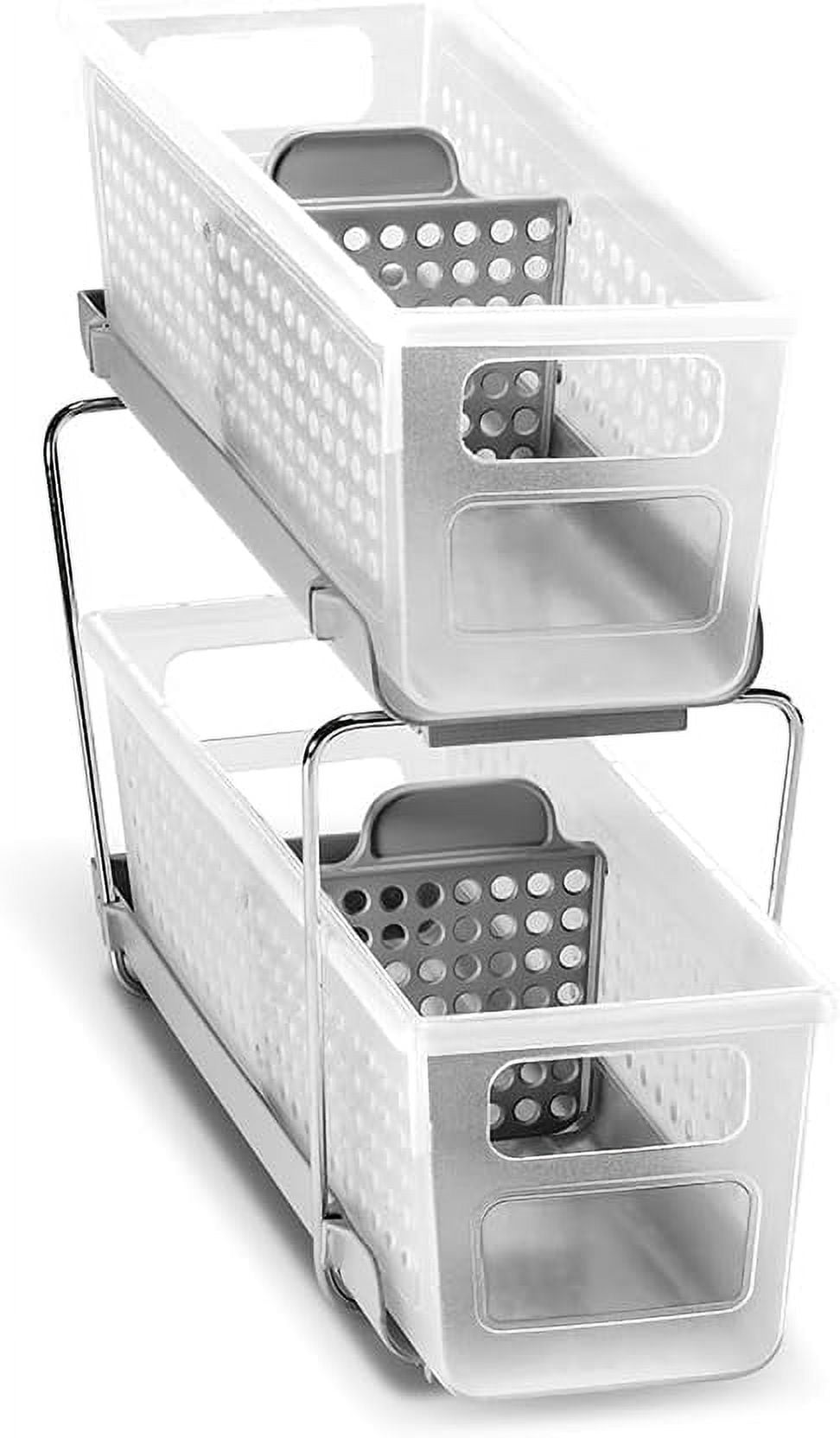 2-Tier Plastic Mini Multipurpose Organizer with Divided Slide-Out ...