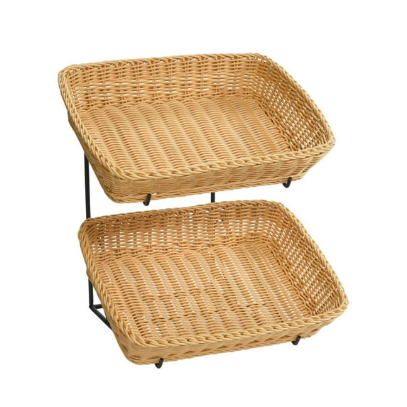 2 Tier Plastic Wicker Baskets Countertop Display - 16 W x 15 D x 18 H ...