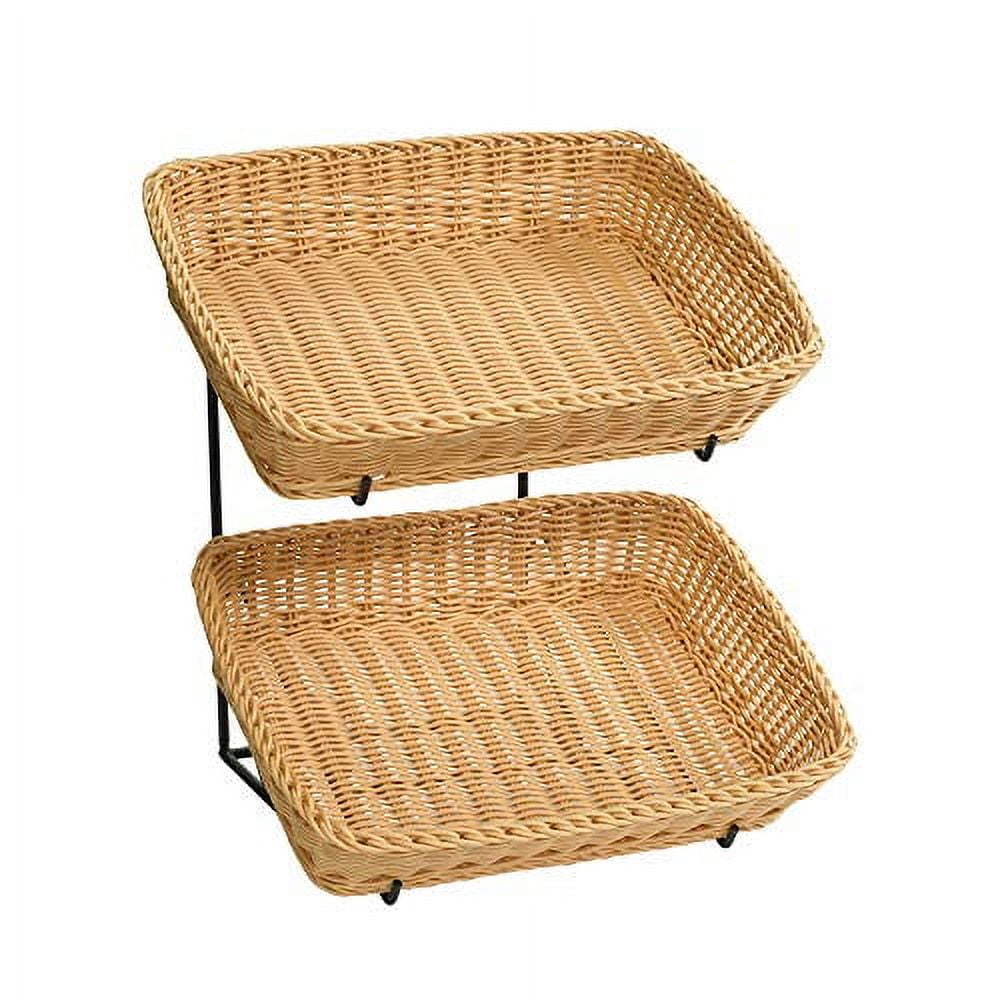 2 Tier Plastic Wicker Baskets Countertop Display - 16 W x 15 D x 18 H ...