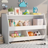 SKYSHALO Kids' Playroom Organizer Unit - Wooden Bookshelves Storage 20 ...