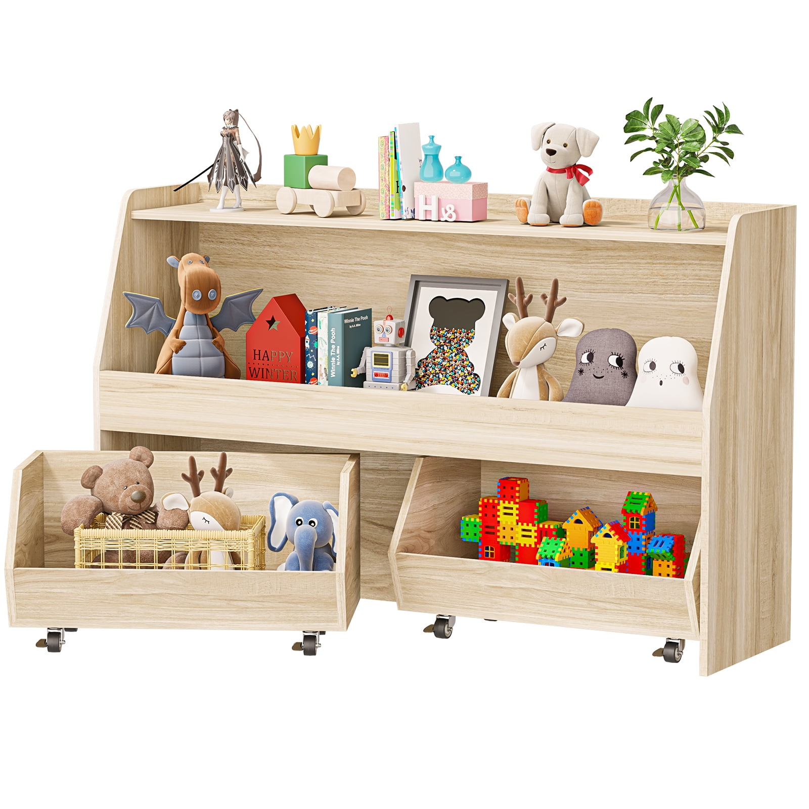 "COZYPAWS 2-Tier Kids Toy Organizer, Multi Bin Storage with Wheels, 40. ...