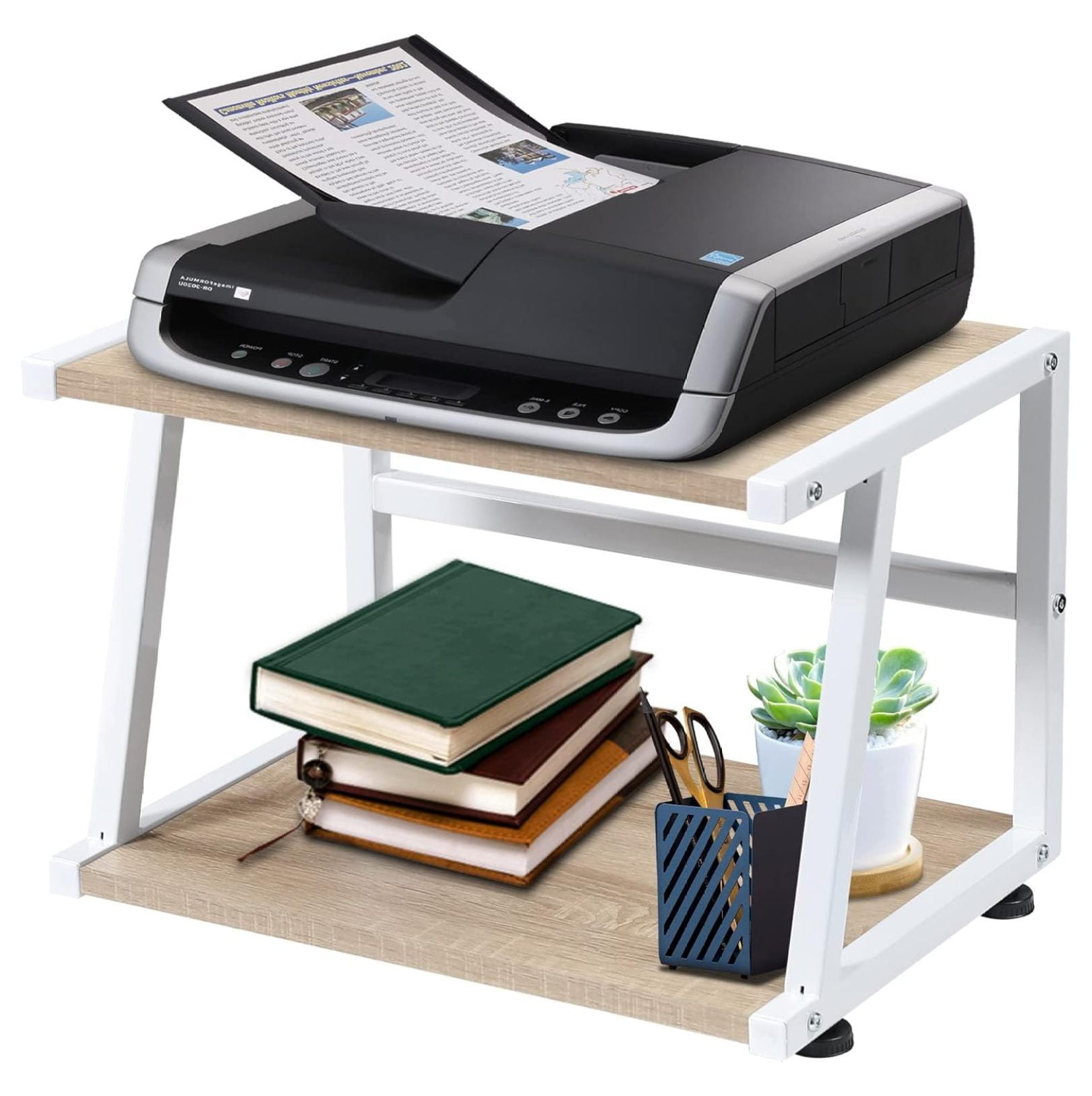 2 Tier Printer Stand with Storage, Heavy Duty Desktop Organizer for ...