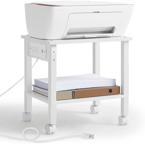 2 Tier Printer Stand with Storage,Under Desk Shelf Printer Table,Small ...