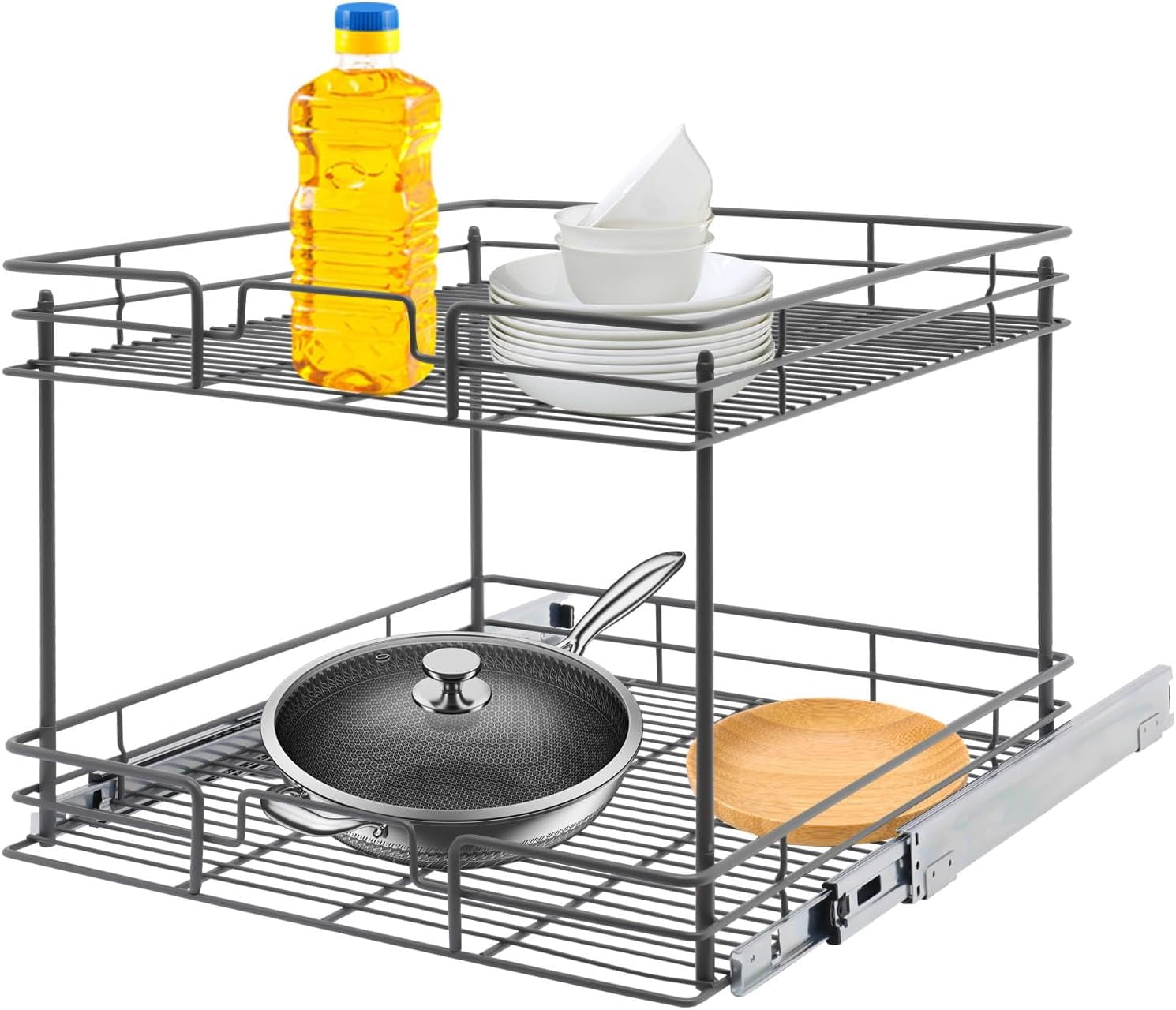 2-Tier Pull Out Cabinet Organizer(19.5" W X 21.5" D), Individual ...