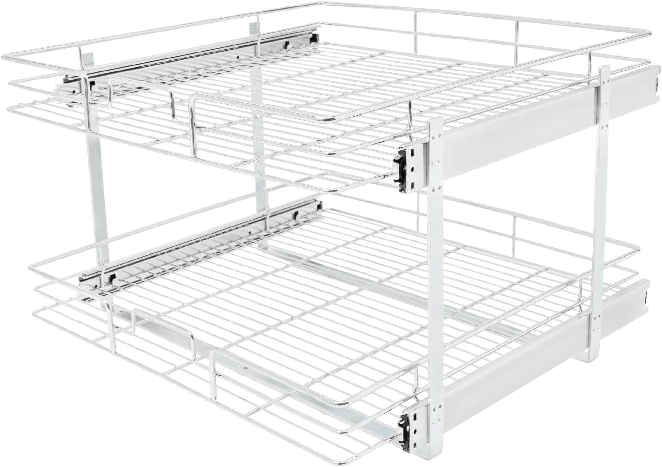 2 Tier Pull Out Cabinet Organizer 24 "W X 22 "D, Double Wire Basket ...