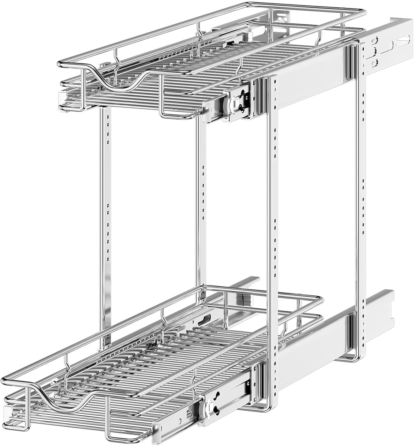 2 Tier Pull Out Cabinet Organizer (7.5" W x 21.5" D), Pull Out Drawers ...