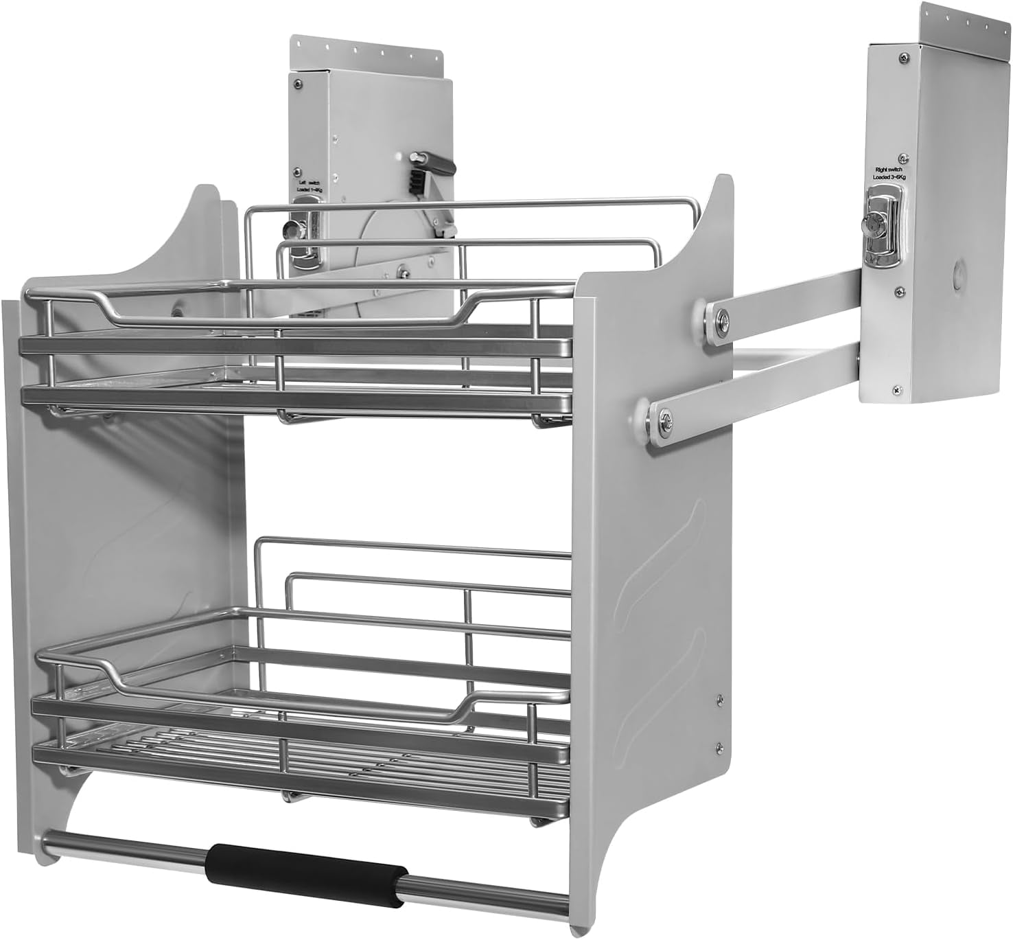 2-Tier Pull Down Kitchen Cabinet Organizer Drop Down Spice Rack Shelf ...