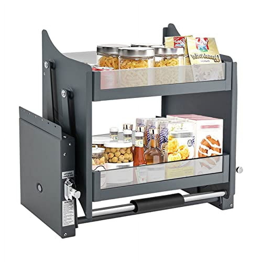 2-Tier Pull-Down Shelf, 24 Inch Heavy Duty Pull-Out Cabinet Shelf Drop ...