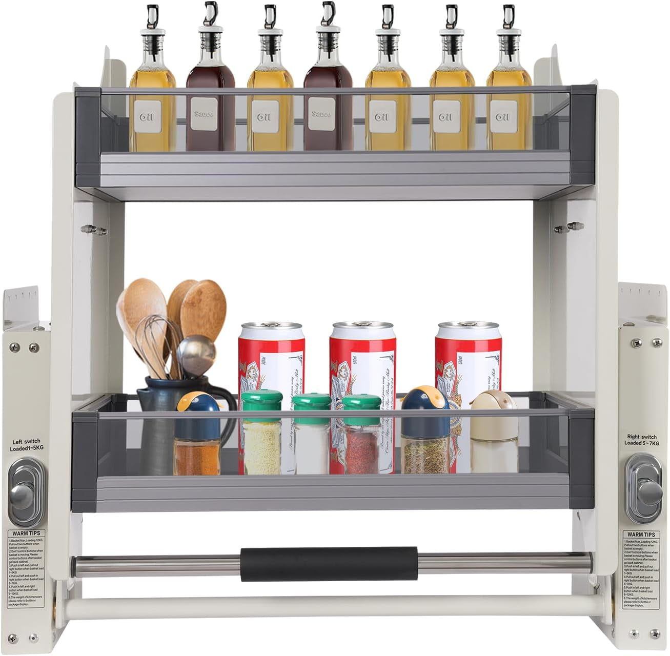 2 Tier Pull Down Shelf, Pull Down Cabinet Organizer,High Cabinet Pull ...