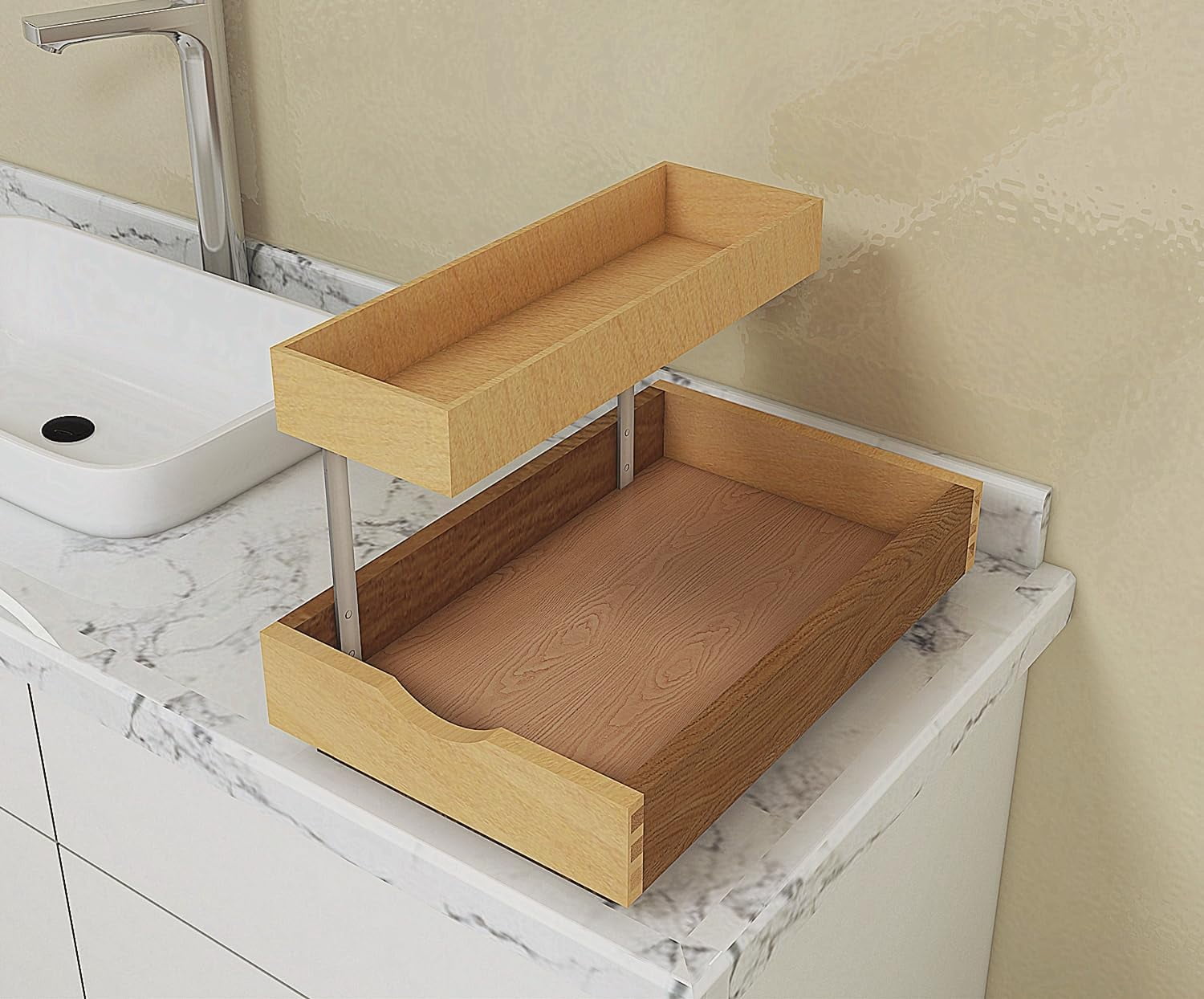2 Tier Pull Out Organizer Shelf Sliding Drawer Storage for Kitchen ...