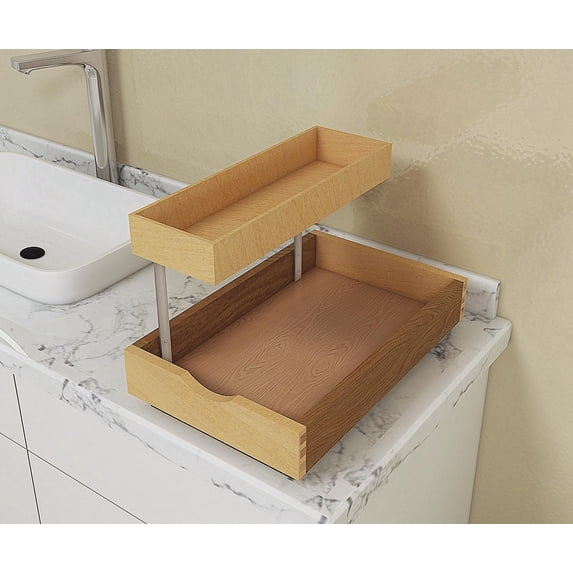 2 Tier Pull Out Organizer Shelf Sliding Drawer Storage for Kitchen ...