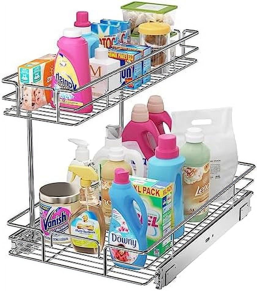 2 Tier Pull Out Cabinet Organizer 13.5" W x 21.5" D Slide Out Under ...
