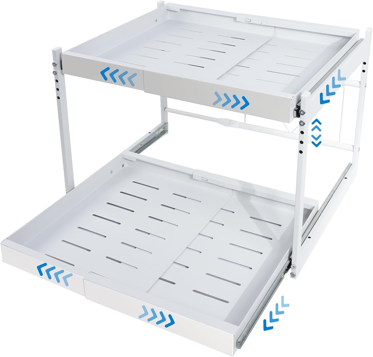 2 Tier Pull Out Cabinet Organizer, Expandable(14.4"-20.3") Pull Out ...