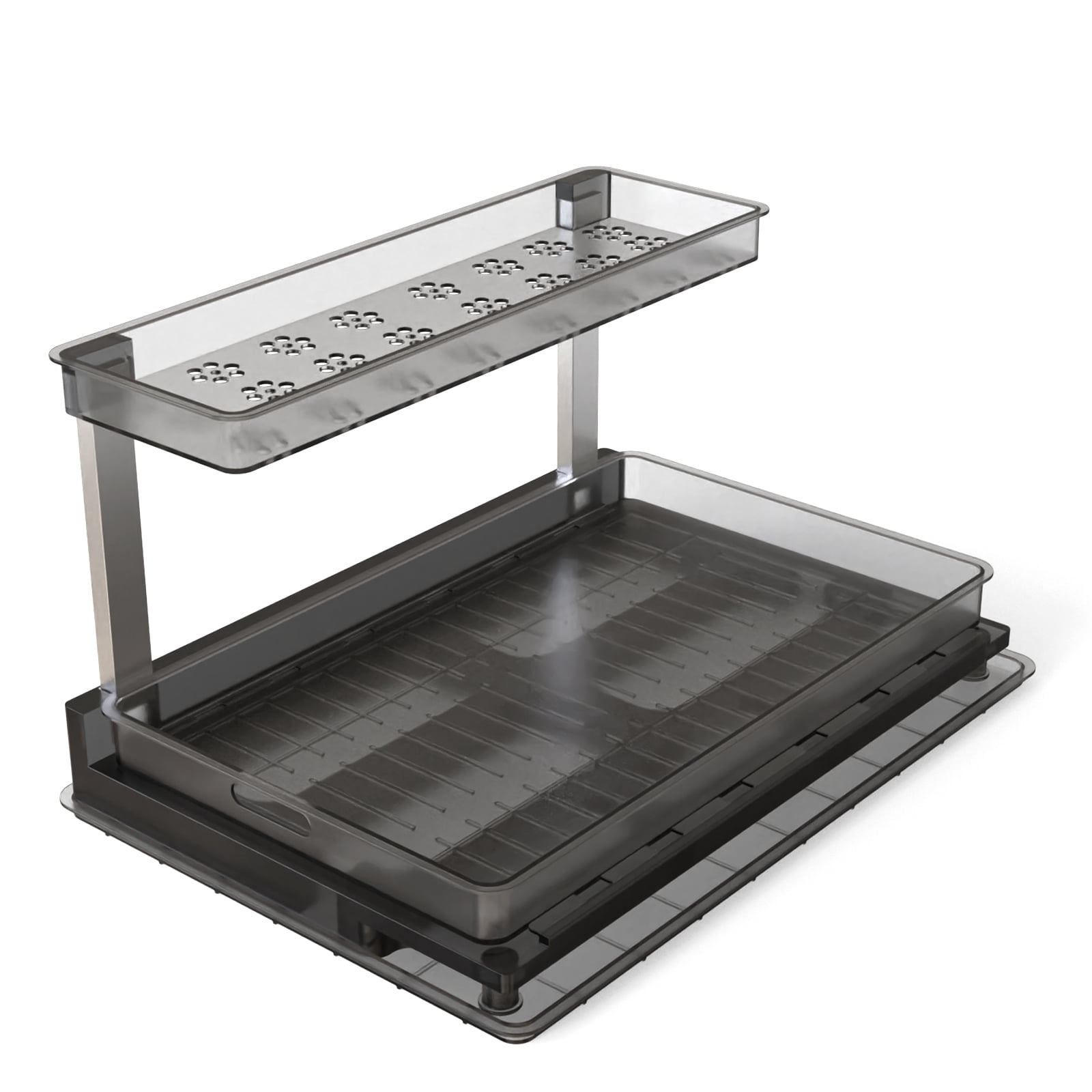 2-Tier Pull Out Under Sink Cabinet Organizer, L-Shaped Slide Out ...