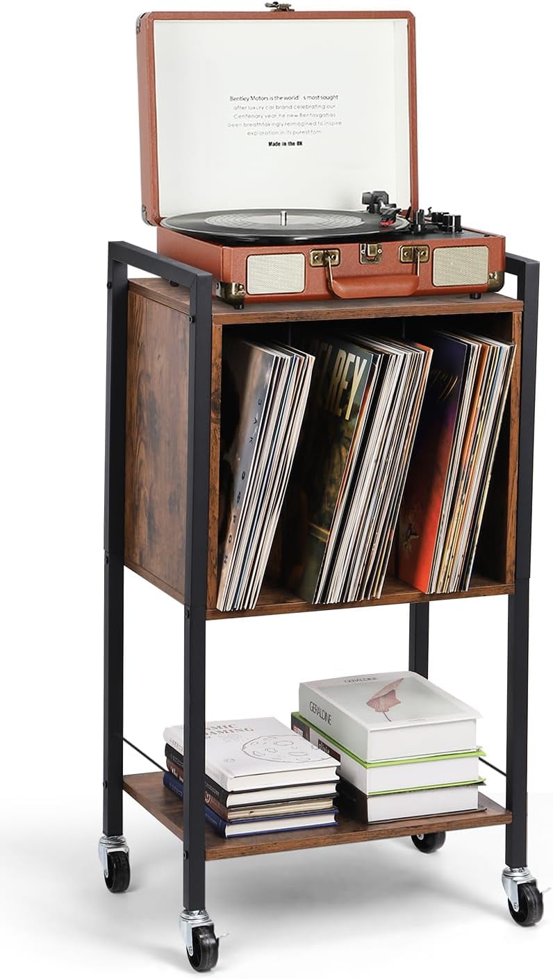 2-Tier Record Player Stand with Storage - Walmart.com