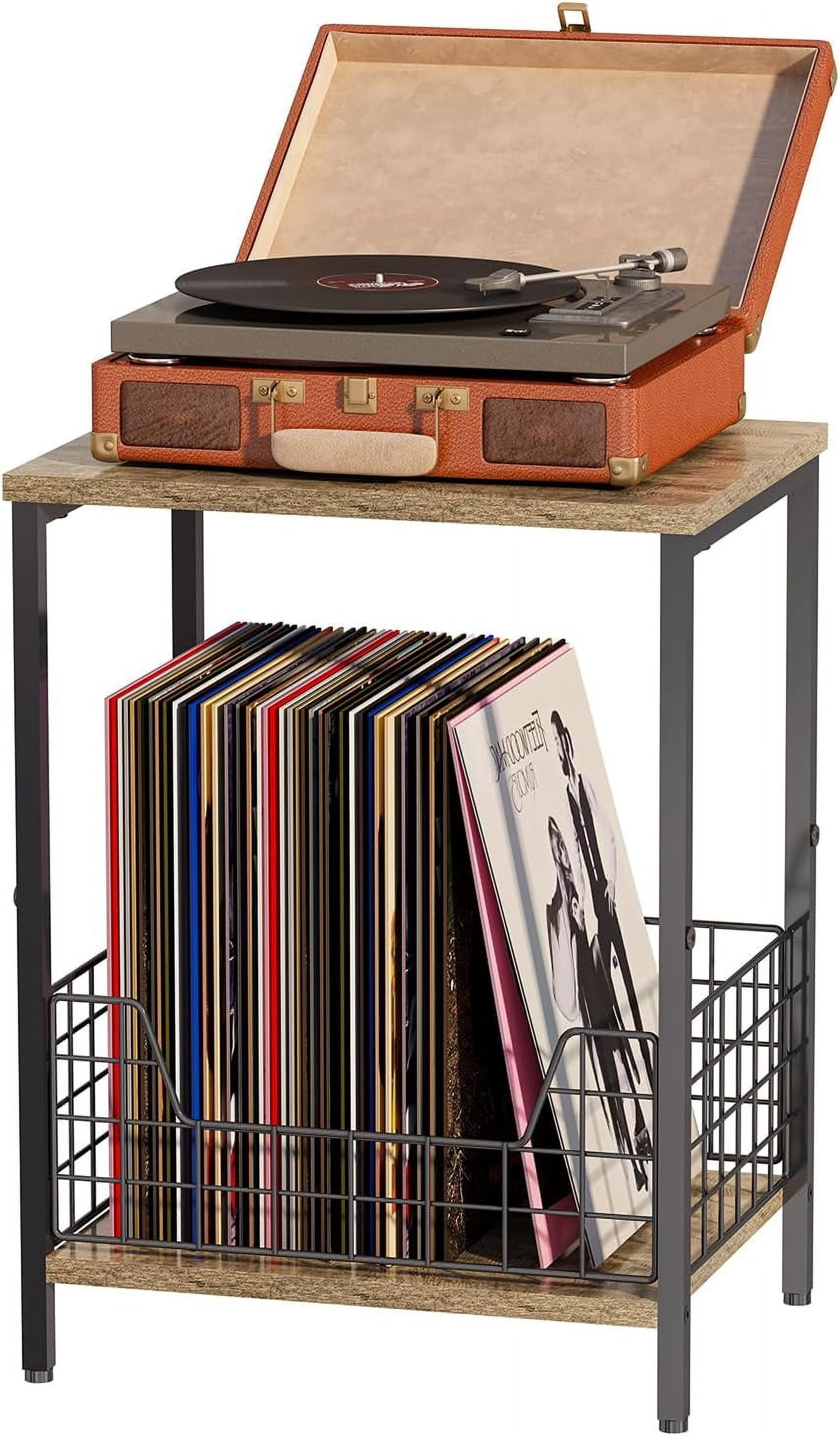 2-Tier Record Player Table, Industrial Retro Side Table Nightstand ...