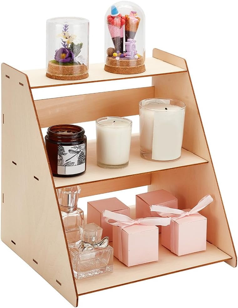 2-Tier Retail Table Display Stand Detachable Wooden Display Shelf ...