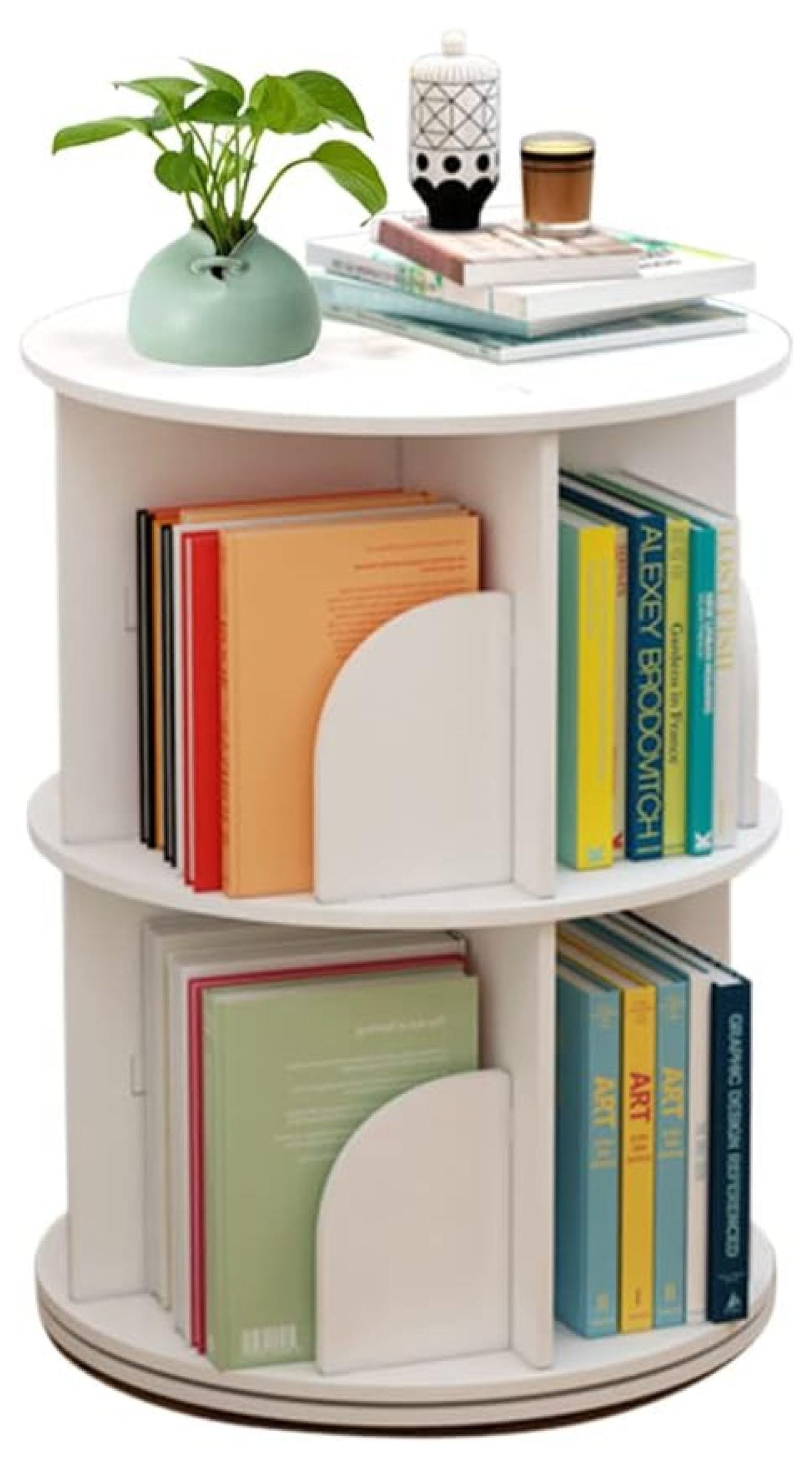 2-Tier Revolving Bookcase,360°Display Floor Standing Rotating Storage ...