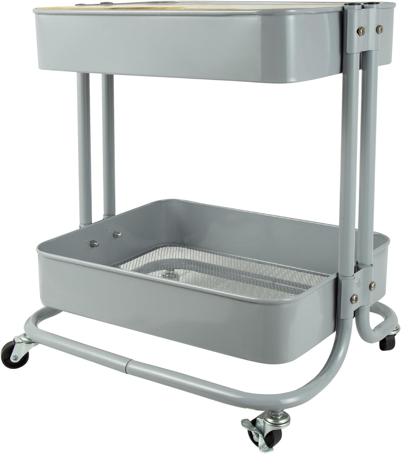 2 Tier Rolling Cart，Metal Utility Cart with Wheels and Cover for Office ...