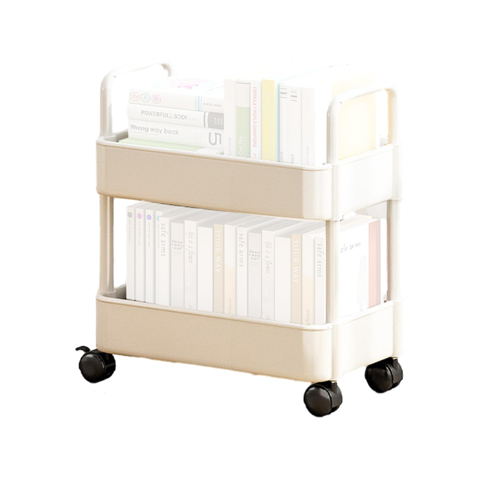 2 Tier Rolling Cart, Small Utility Cart With 4 Lockable Wheels, 2 ...