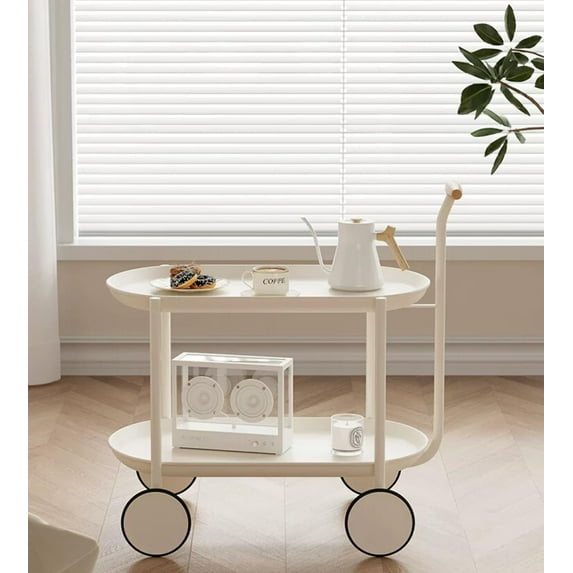 2-Tier Rolling Cart with Handle, Utility Bar Cart Serving Cart with ...