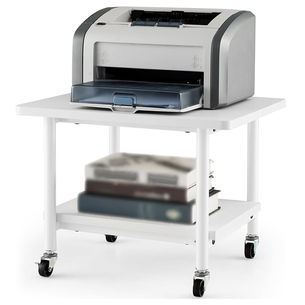 2-Tier Rolling End Table Rack, Printer Stand with Storage, Under Desk ...