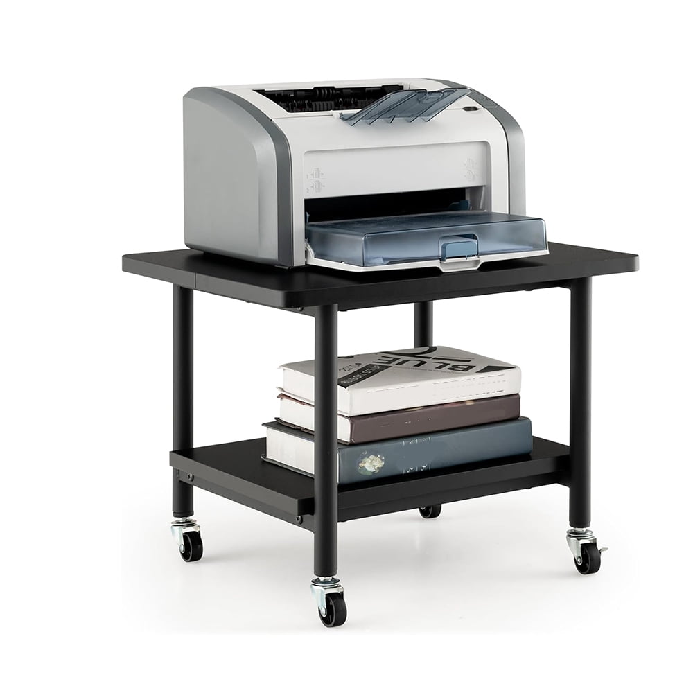 2-Tier Rolling End Table Rack, Printer Stand with Storage, Stylish ...