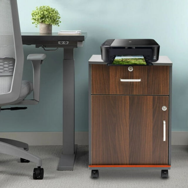2 Tier Rolling File Cabinet, Mobile Office Cabinet on Wheels File ...