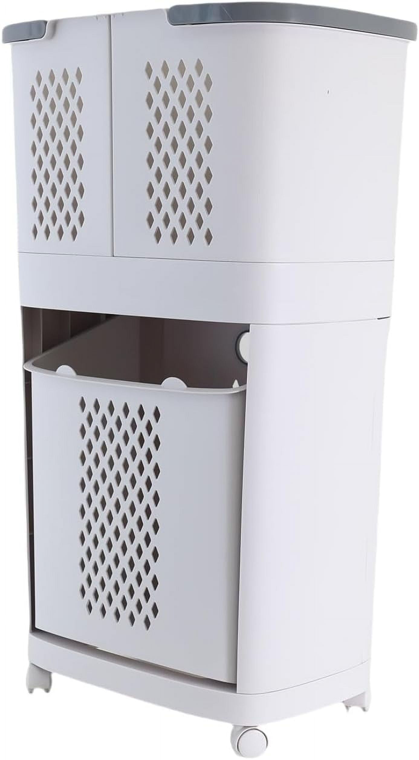 2 Tier Rolling Laundry Basket, Removable Household Laundry Basket with ...