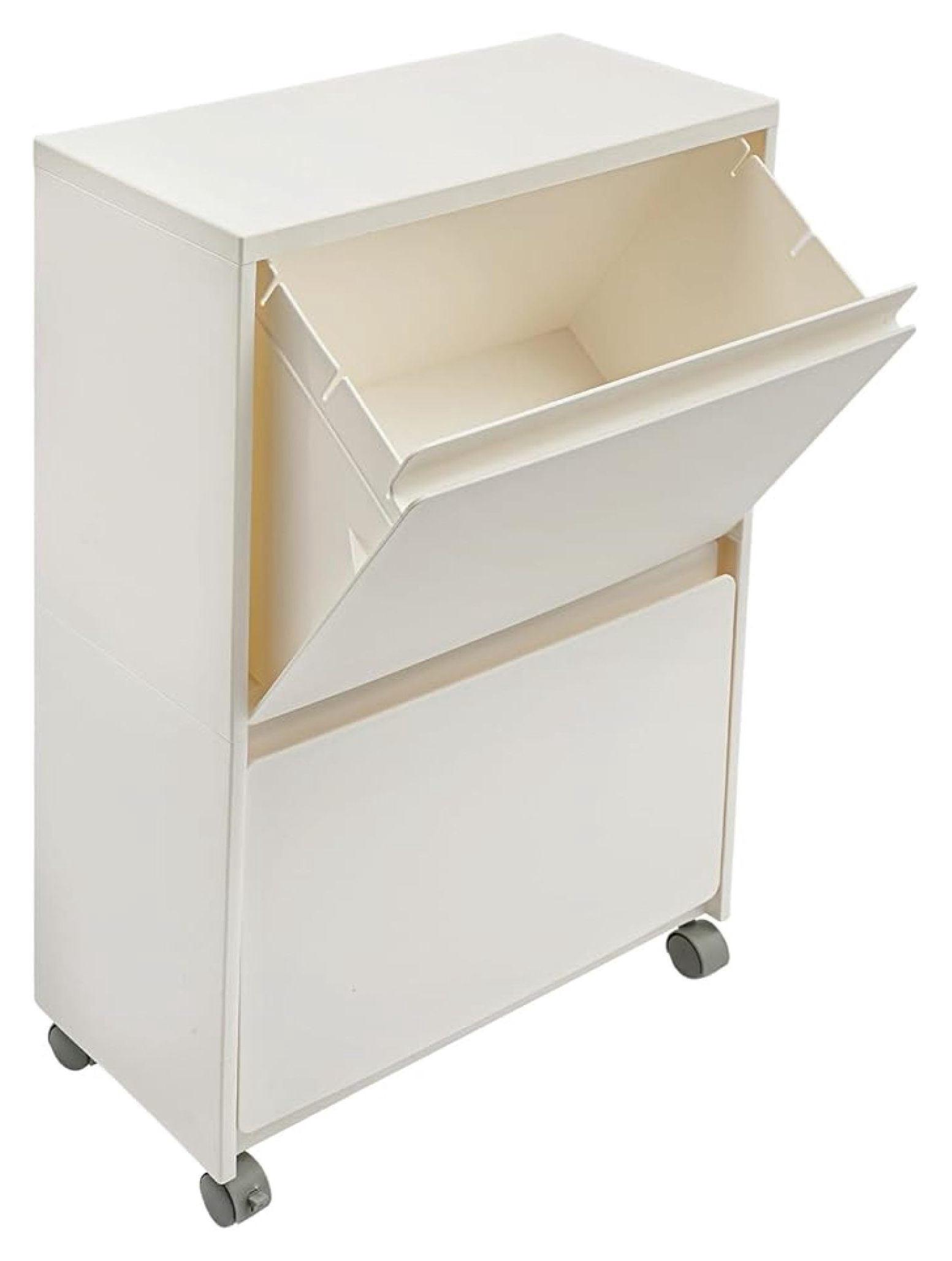 2-Tier Rolling Shoe Storage Cabinet with Locking Wheels, Modern Shoe ...