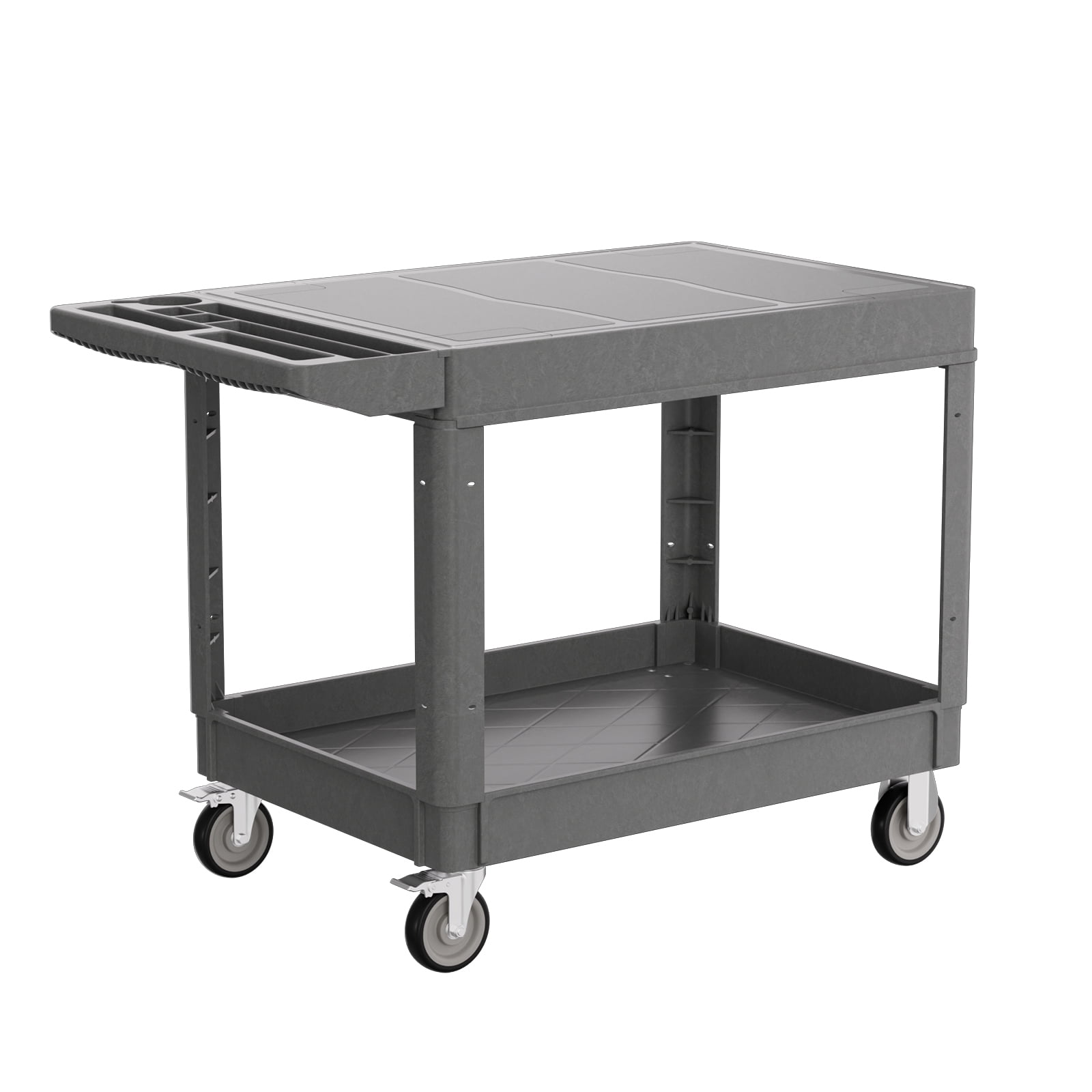 2-Tier Rolling Tool Cart,Heavy-Duty Plastic Service Cart with Lipped ...