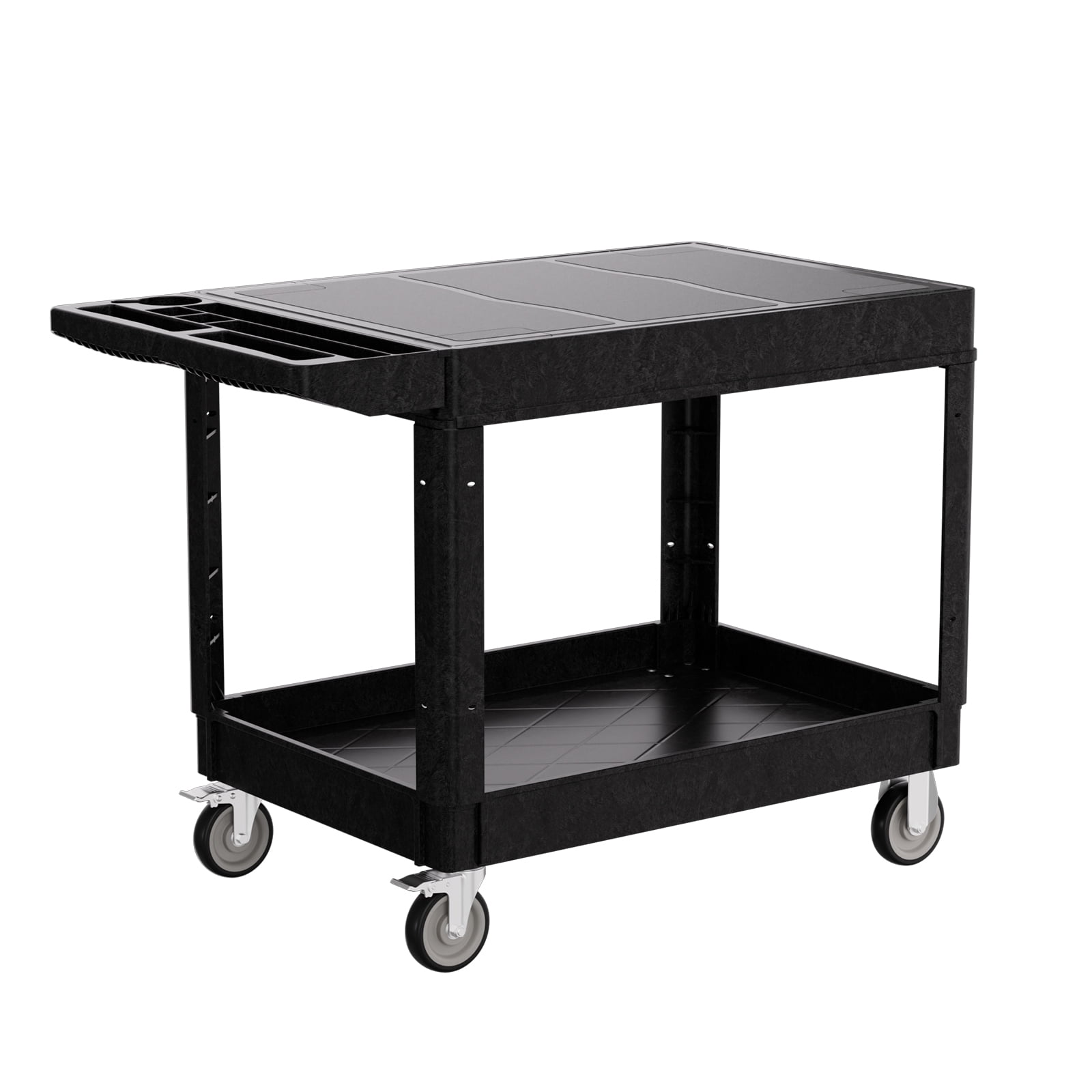 2-Tier Rolling Tool Cart,Heavy-Duty Plastic Service Cart with Lipped ...