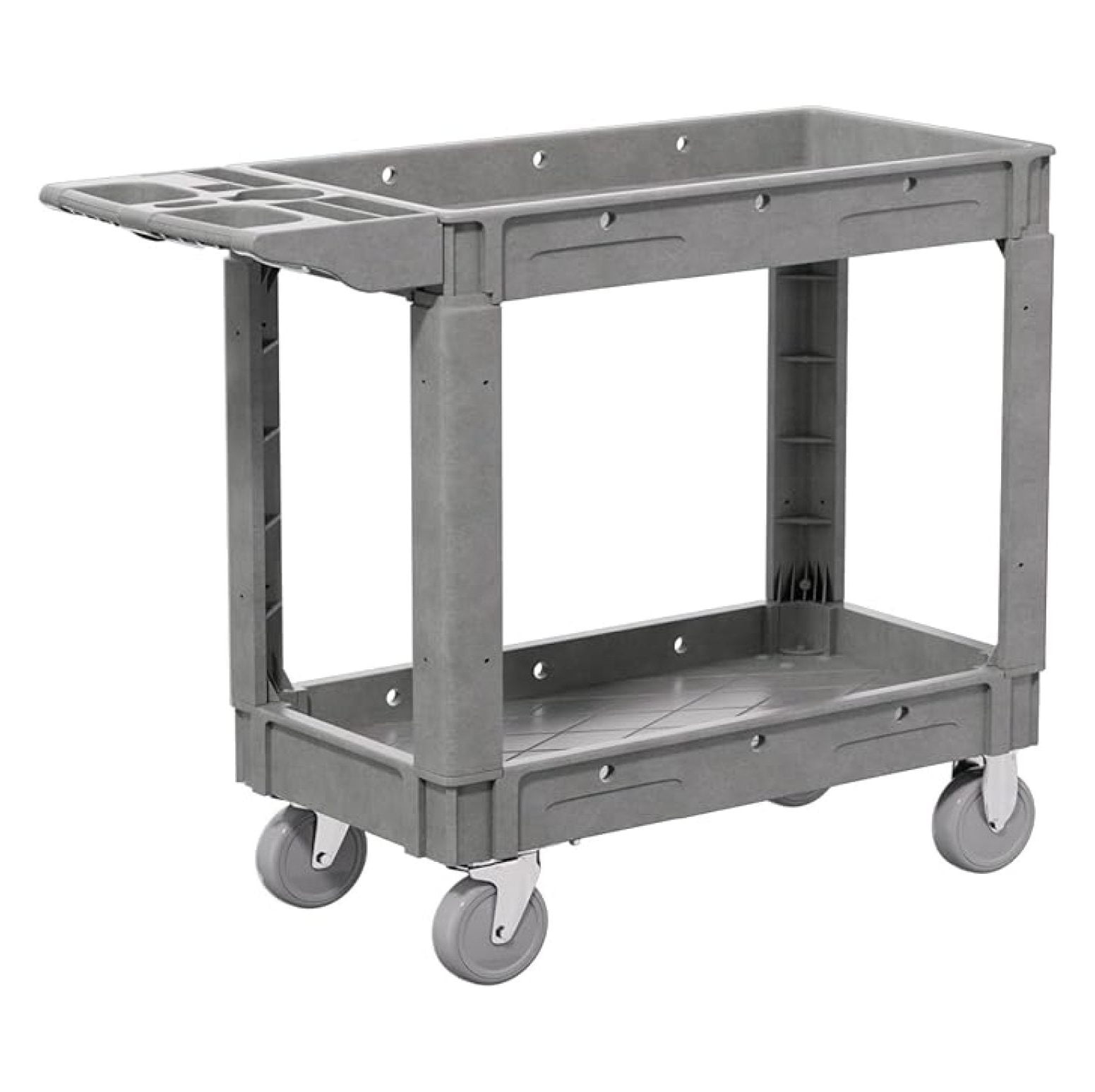2-Tier Rolling Tool Cart,Heavy-Duty Plastic Service Cart with Lipped ...