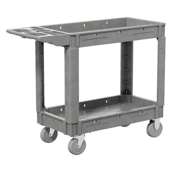 2-Tier Rolling Tool Cart,Heavy-Duty Plastic Service Cart with Lipped ...