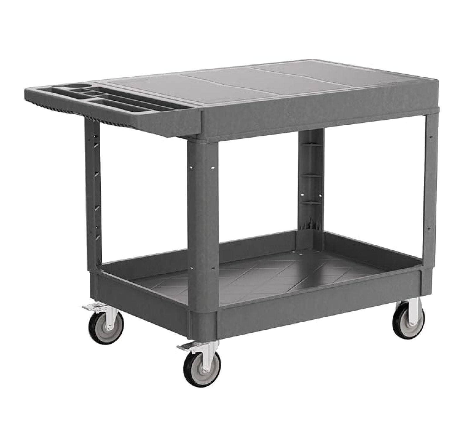 2-Tier Rolling Tool Cart,Heavy-Duty Plastic Service Cart with Lipped ...
