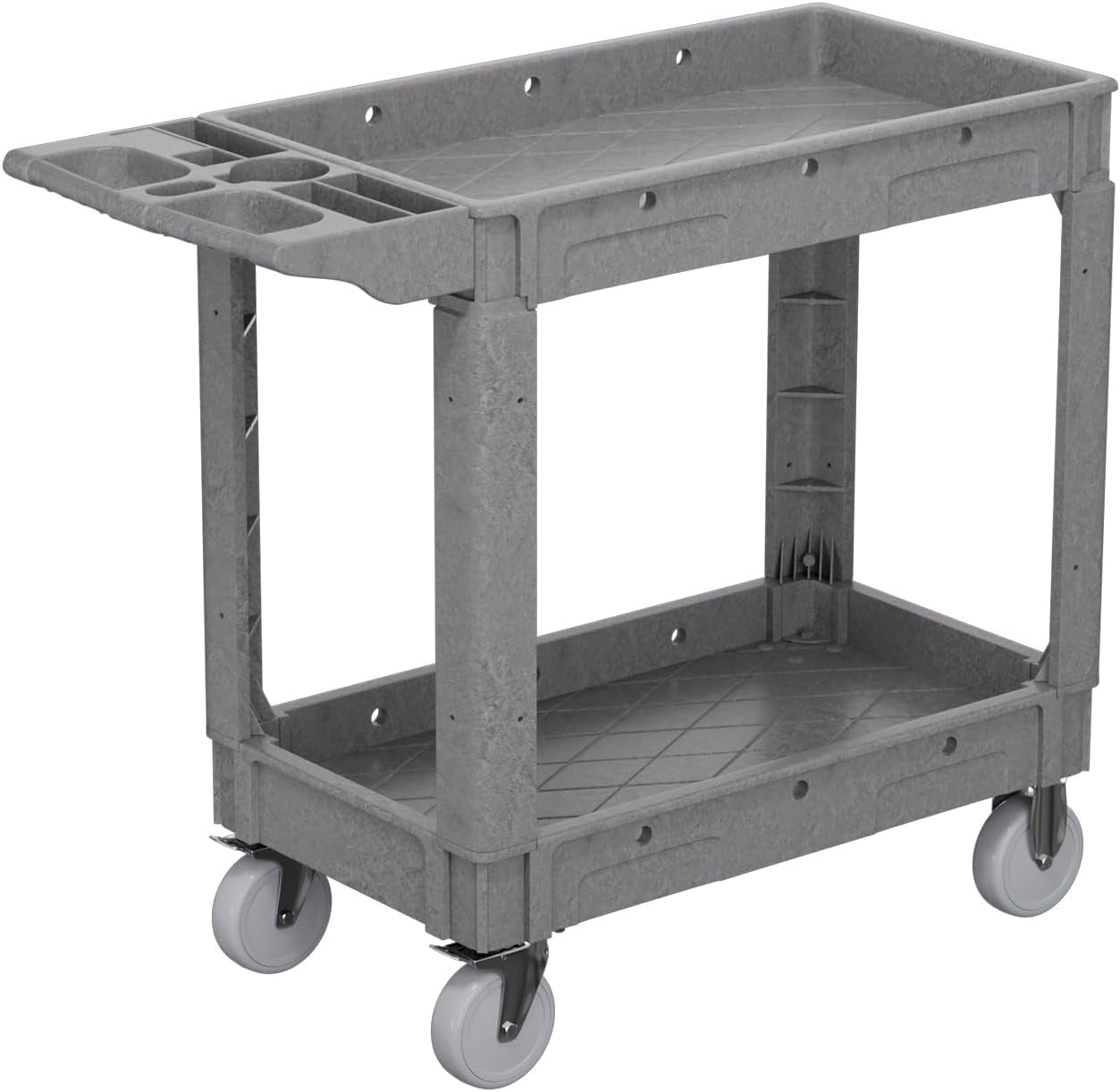 2-Tier Rolling Utility Cart,Heavy-Duty Plastic Service Cart with Lipped ...