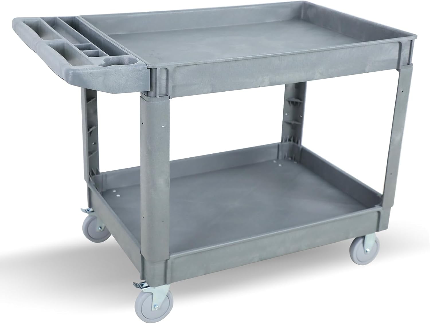 2 Tier Rolling Utility Cart on Wheels, 1000 lbs Capacity Plastic ...