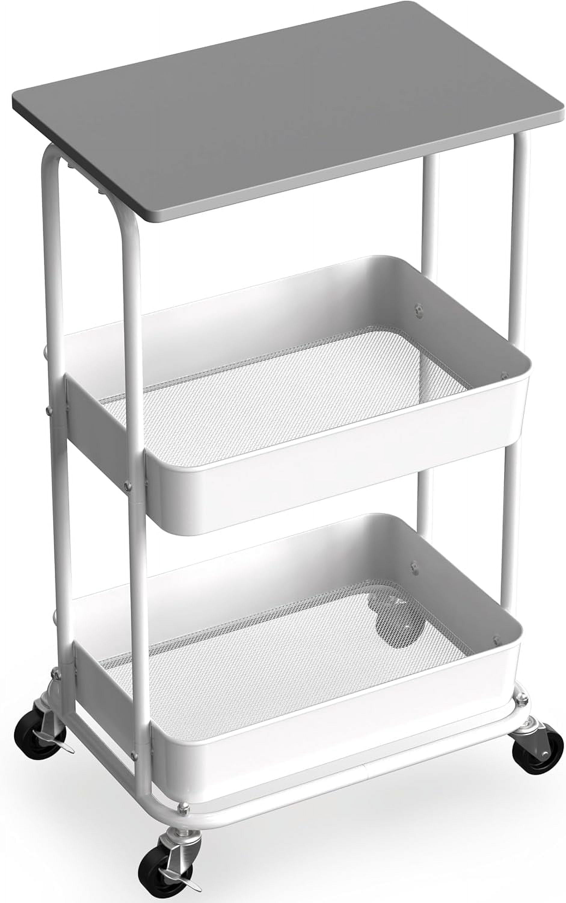 2-Tier Rolling Utility Cart with Top Board, Rustic Brown - Walmart.com