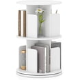 2-Tier Rotating Bookshelf, 360° Display Rack w/Dividers & Anti-Falling ...