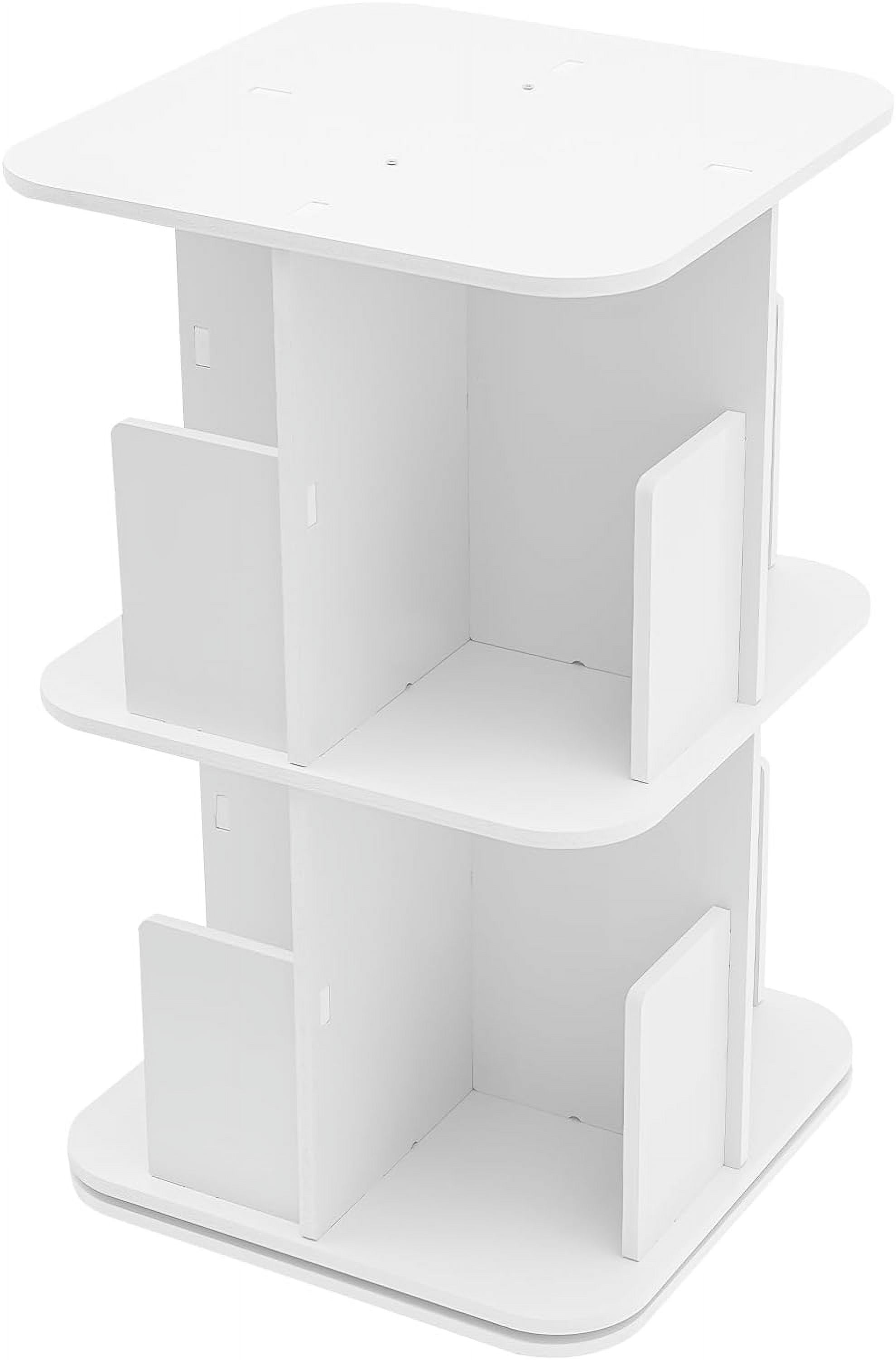 2 Tier Rotating Bookshelf,Bookcase Square Floor Standing 360° View ...