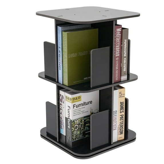 2 Tier Rotating Bookshelf, Corner Bookshelf for Small Space, Desktop ...