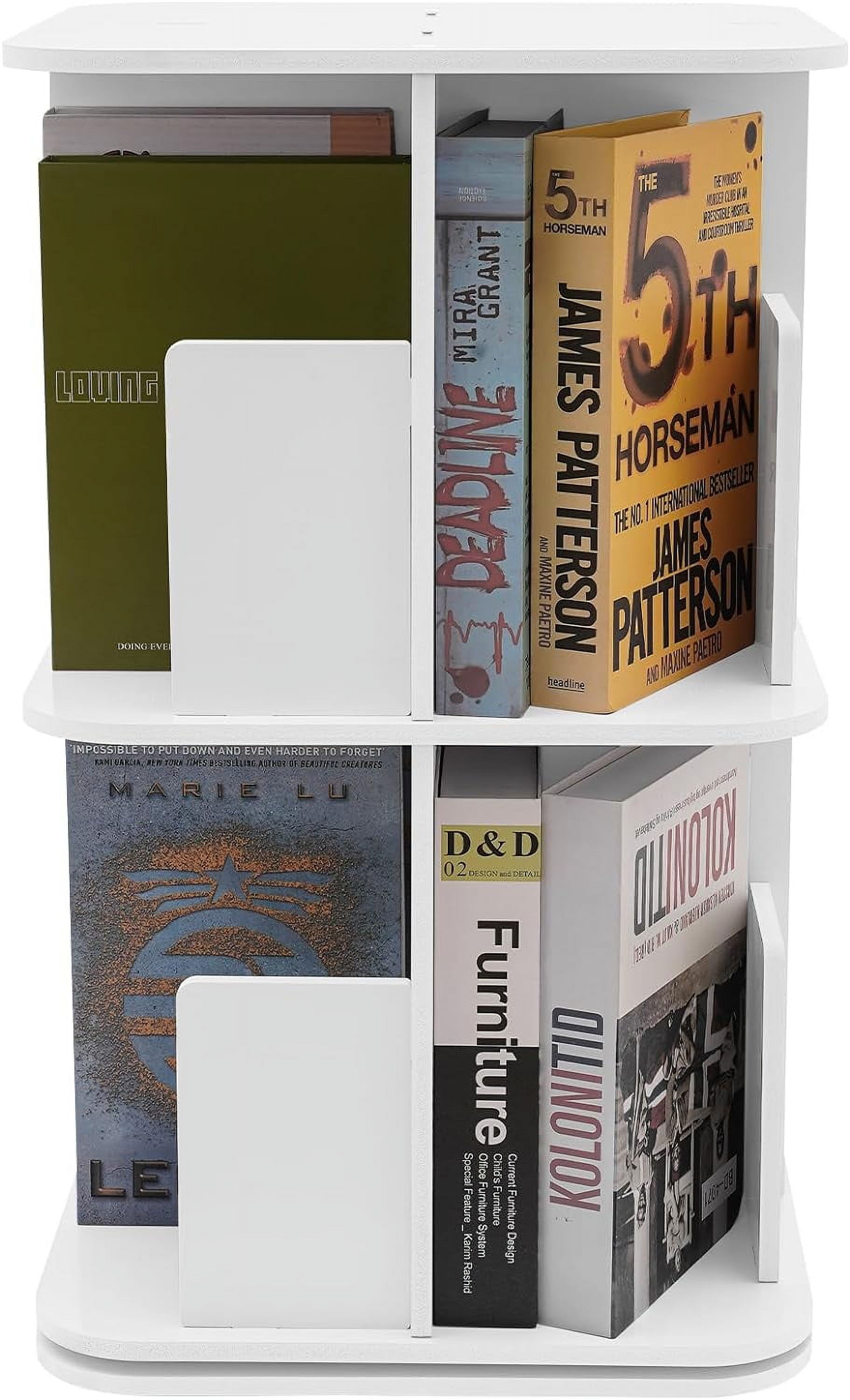 2 Tier Rotating Bookshelf, Corner Bookshelf for Small Space, Desktop ...