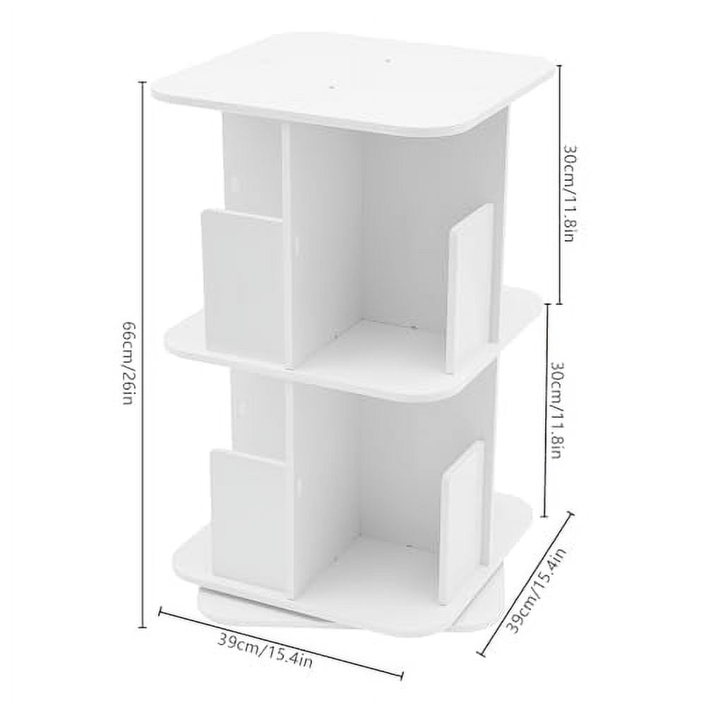 2-Tier Rotating Bookshelf, Modern PVC with 360° Display Spinning Book ...