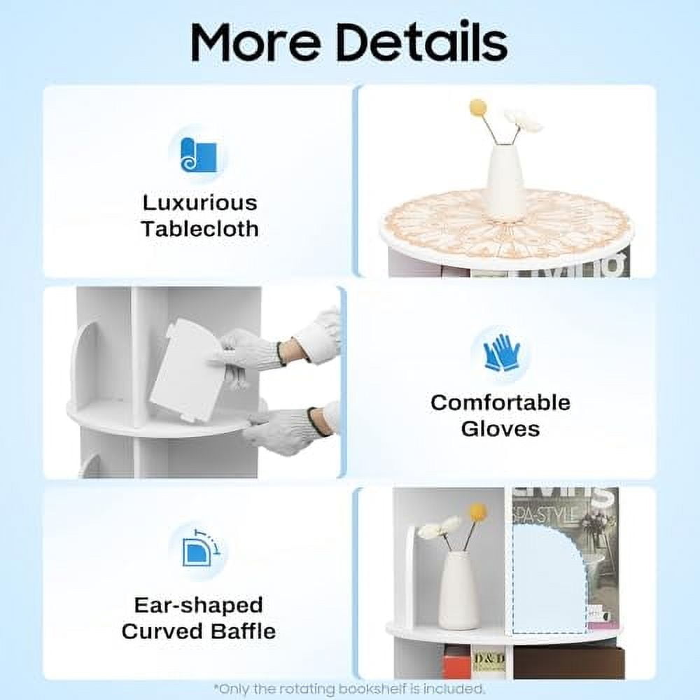 2-Tier Rotating Bookshelf Tower, Corner Bookcase Spinning Bookshelf ...