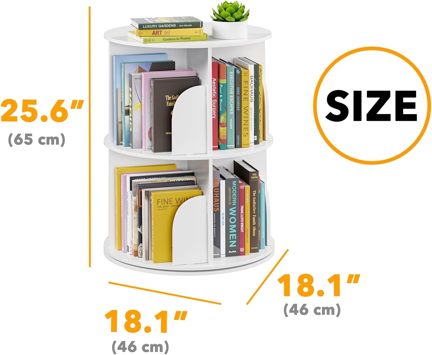 2 Tier Rotating Bookshelf Tower, Spinning Bookcase Lazy Susan ...