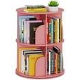 2 Tier Rotating Bookshelf Tower, Spinning Bookcase Lazy Susan ...