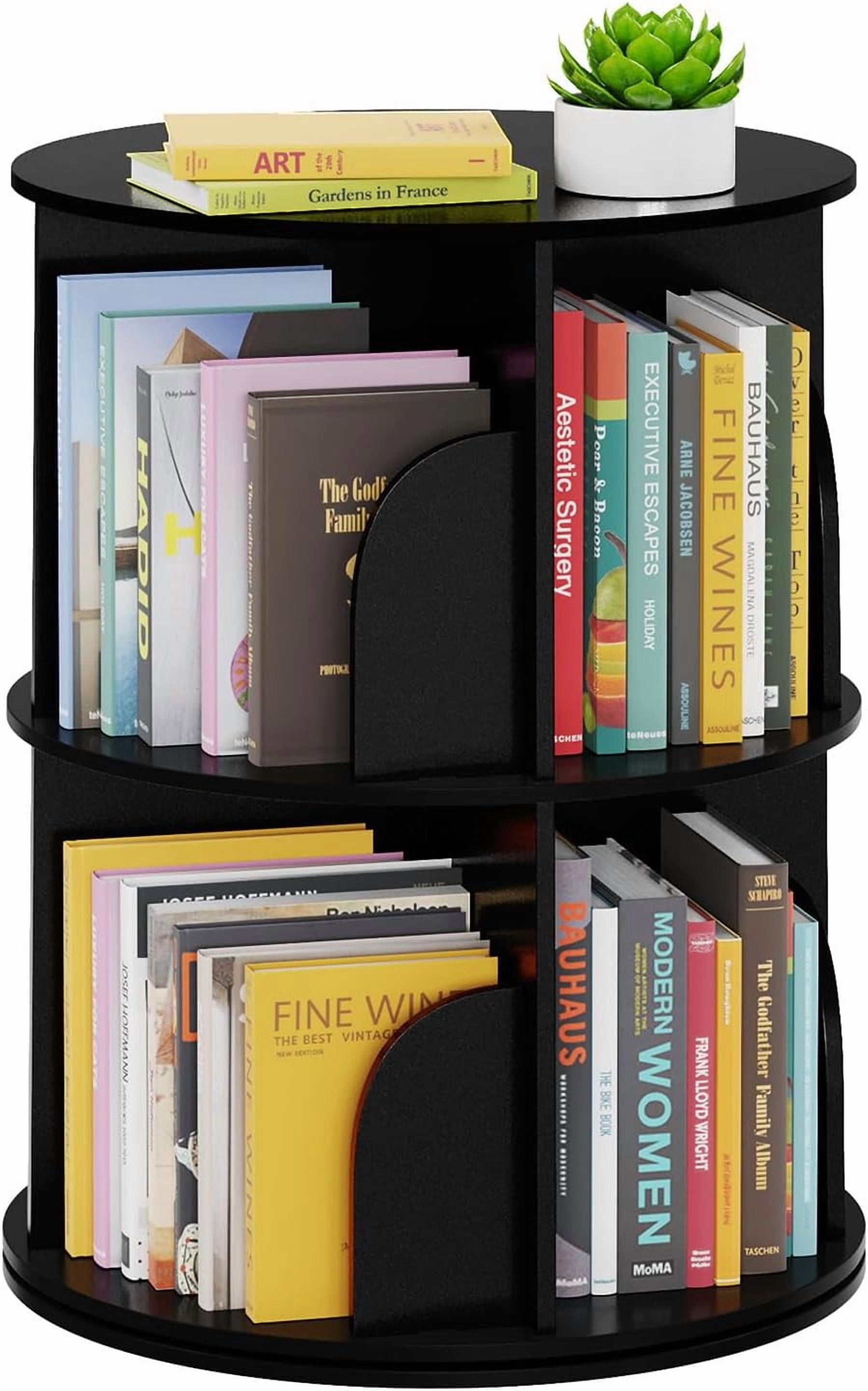 2 Tier Rotating Bookshelf Tower, Spinning Bookcase Lazy Susan ...