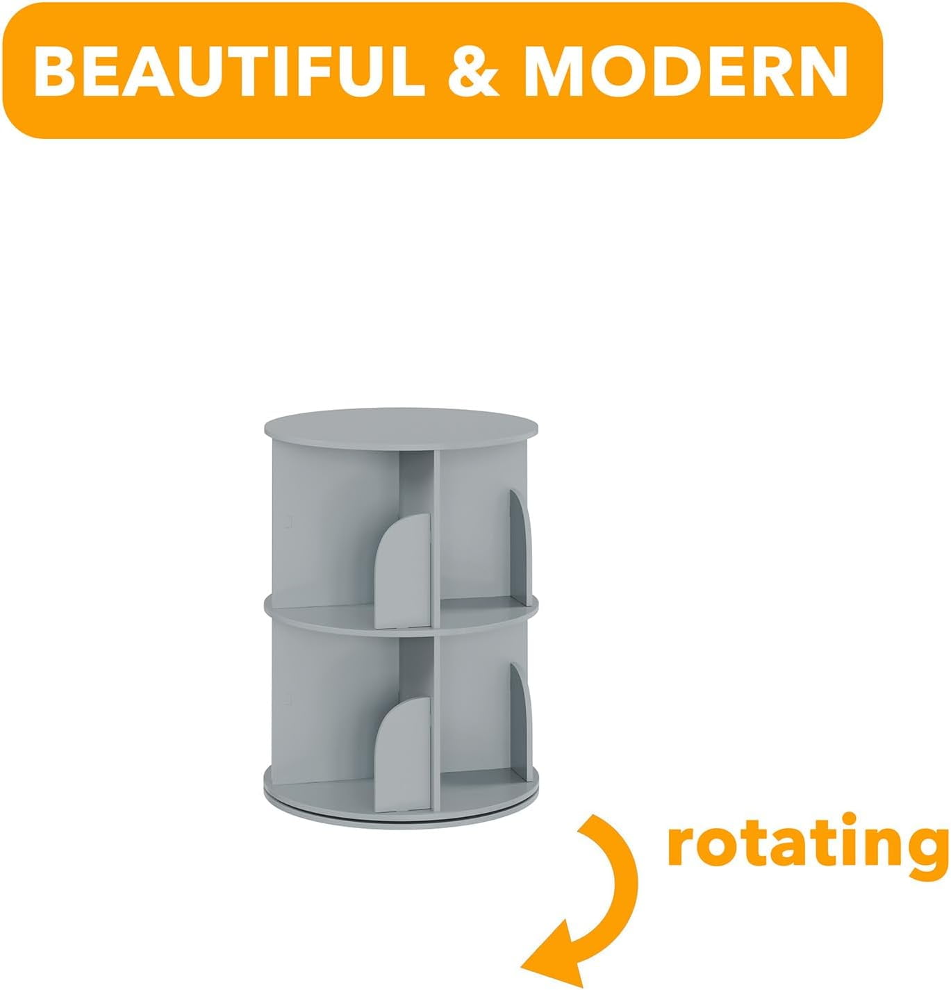 2 Tier Rotating Bookshelf Tower, Spinning Bookcase Lazy Susan ...