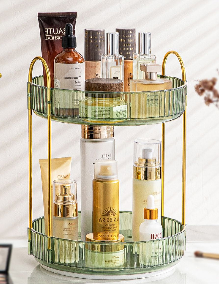 2 Tier Rotating Makeup Organizer, Spinning Skin Care Storage Organizer ...